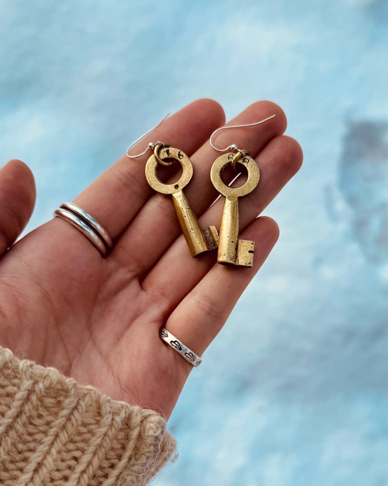 Skeleton key earrings store